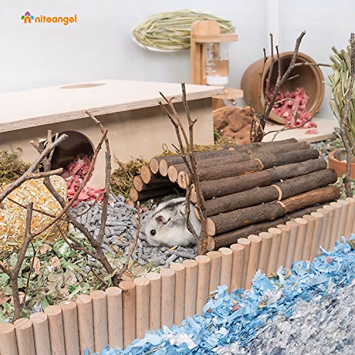 Niteangel Wooden Ladder Bridge, Hamster Mouse Rat Rodents Toy, Small Animal Chew Toy