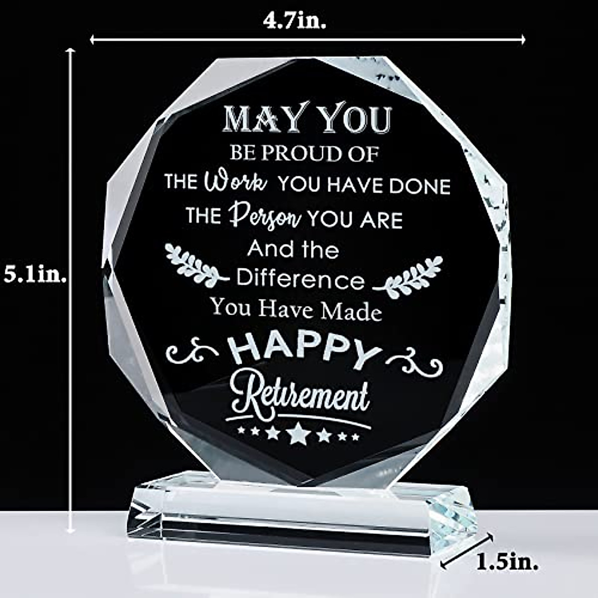 YWHL Retirement Gifts for Men Women 2023 Happy Retirement Gifts Crystal Keepsakes Retired Plaque Gifts for Retiree Teacher Police Firefighter Nurse Coworker Doctor Friends