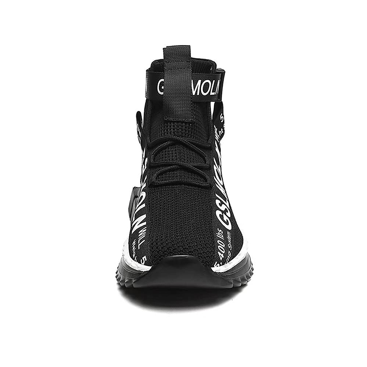 Jakcuz Mens Running Shoes Slip on Walking Shoes Fashion Breathable Sneakers Mesh Soft Sole Casual Athletic Lightweight High Top Black Sneakers Platform Shoes Women Size 10.5 Men Size 9.5