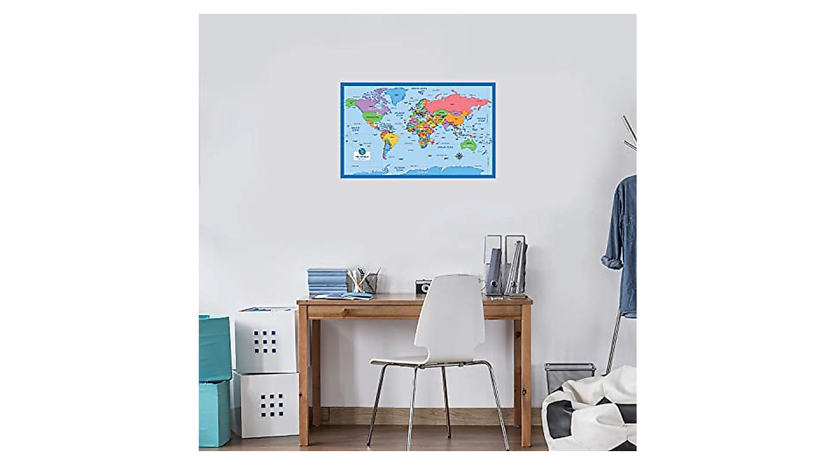 3 Pack - World Map & USA Map for Kids + Blue Ocean World Map - 3 Poster ...