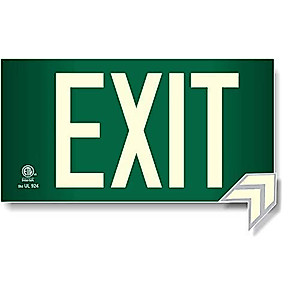 Photoluminescent Exit Sign Green - Aluminum Code Approved UL 924 / IBC / NFPA 101 | NightBright USA Part Number ULG-050