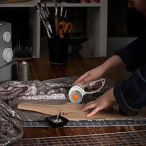 Fiskars 60mm Rotary Cutter for Fabric - Titanium Rotary Cutter Blade - Craft Supplies - Crafts, Sewing, and Quilting Projects - White