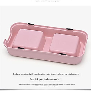 FUUIE Bowls for Food and Water Anti-Skid and Drop-Resistant Dog Bowl Stainless Steel Pet Double Bowl (Color : Blue)