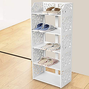 ZUQIEE Shoe Rack 5-Tier Wood Storage Stand Free Standing Shoe Organiser Shelf, White, 15.7 X 9.1 X 35.4inch Shoe Rack