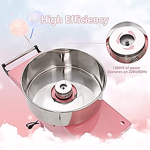Commercial Cotton Candy Machine with Cart, Electric Floss Maker for Home, Birthday, School Function, or Social Events-Pink
