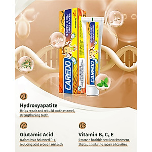 Kids Hydroxyapatite Toothpaste for Reversing Cavities, Fluoride-Free Home Cavity Repair, Safe Toddler & Baby Toothpaste for Enamel Repair, Tooth Decay Repair Remineralizing Treatment Fruity 1Tube