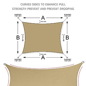LOVE STORY 8' x 12' Sun Shade Sail Rectangle UV Block Shade Sails for Outdoor Patio Garden Backyard, Sand (We Make Custom Size)