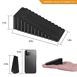 TAROSE Door Stoppers for Bottom of Door, Rubber Door Stops Wedge, Sturdy Stackable Doorstop Works on All Floor Surfaces Height up to 1 Inches - 2 Pack Black