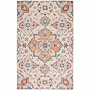 Safavieh Metro Collection 4' x 6' BeigeRust MET354B Handmade Premium Wool Entryway Living Room Foyer Bedroom Accent Rug