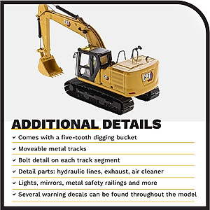Diecast Masters 1:50 Caterpillar 320 Hydraulic Excavator | High Line Series Cat Trucks & Construction Equipment | 1:50 Scale Model Diecast Collectible | Diecast Masters Model 85569
