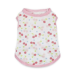 Dog Clothes, 2 Pack Dog Shirts Strawberry Cherry Pattern Lovely Summer Puppy T-Shirt Cat Vest Shirts for Cats Small Dogs (XS:Cherry)