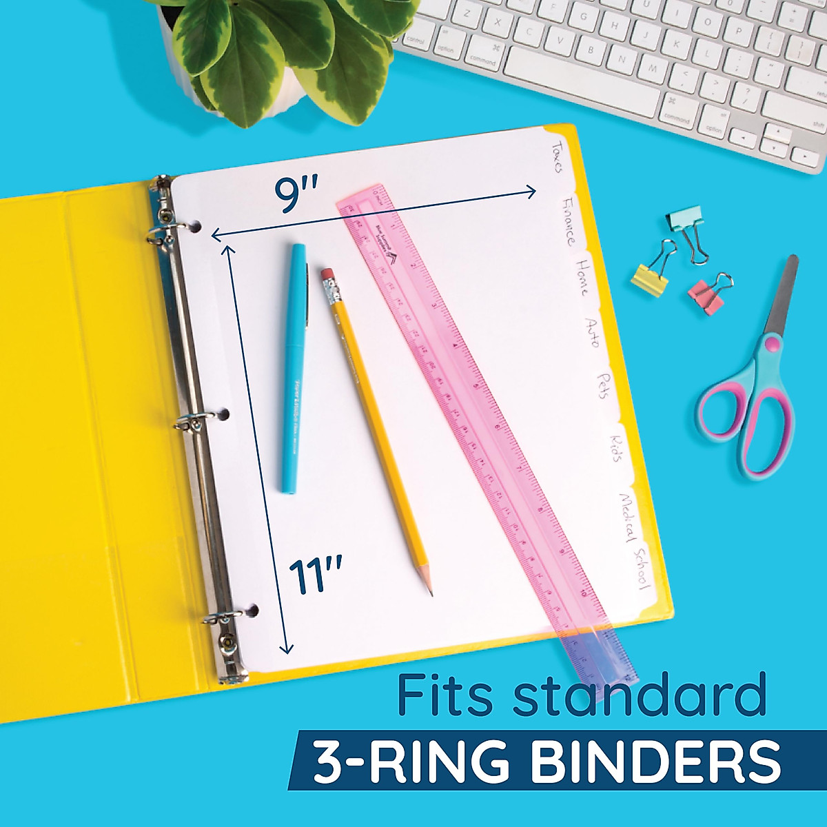 Blue Summit Supplies 3 Ring Binder Dividers with Reinforced Edge, 1/8 Cut Tabs, Letter Size, 3 Hole Punch Section Index Dividers for Binders, White, 96 Pack