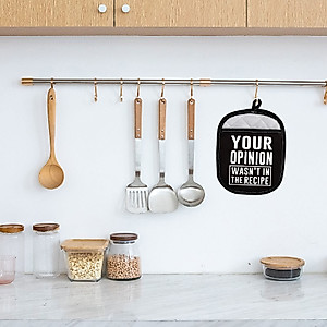 LEVLO Funny Cooking Gifts Your Opinion Wasn't in The Recipe Pot Holders Chef Gift Birthday Gift (Your Opinion Wasn't in The Recipe)