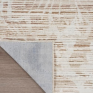 Inspire Me! Home Décor Iliana Modern Ivory Grey with Gold Accents 5'3" x 7'3" Area Rug, EasyCleaning, Non Shedding, Bed Room, Living Room, Dining Room, Kitchen (5x7)