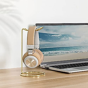 WANGFUFU Metal Gaming Headphone Stand Desktop Headset Hanger Base for All Headphones Size Desktop PC Game Earphone Accessories Headset Holder for Desk Metal Rose Gold