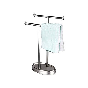 LIRUXUN Silver Hand Towel Holder, Free Standing Towel Rack, Stainless Steel Necklace Holder Jewelry Organizer Bracelet Display Stand
