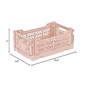 Aykasa Collapsible Storage Bins, Plastic Crate for Storage, Collapsible Crate, Utility Stackable Box, Collapsible storage box, Milk crate Collapsible storage (Small, Milk tea)