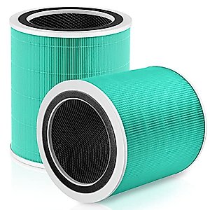 Core 400S True HEPA Replacement Filter for LEVOIT Core 400S Smart WiFi Air Purifie-r, Core400S-RF-TX (LRF-C401-GUS), 3-in-1 Toxin Absorber Filter, Green, 2 Pack