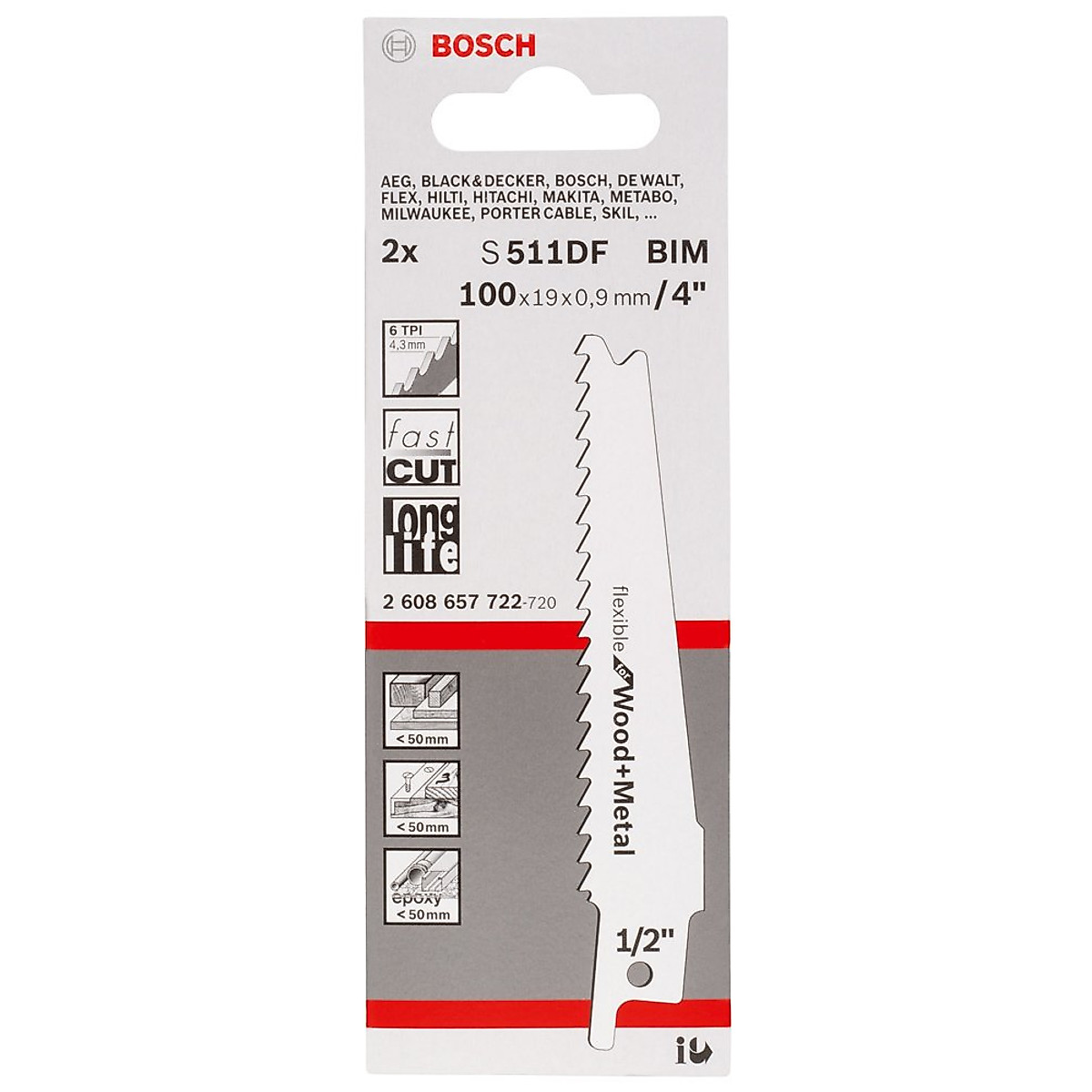 Bosch 2608657722 Saber Saw Blade S511 Df 2 Pcs