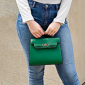 EVVE Women's Top Handle Satchel with Detachable Strap Small Pebbled Leather Crossbody Bag_DUSTY BLUE