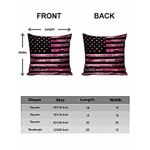 Set of 2 Throw Pillow Covers Square for Home Decor, Camo Independence Day American Flag Patriotic 18x18 Inch Cotton Reversible Pillow Case Sofa Soft Cushion Cases for Bedroom Couch Bed Car Chair