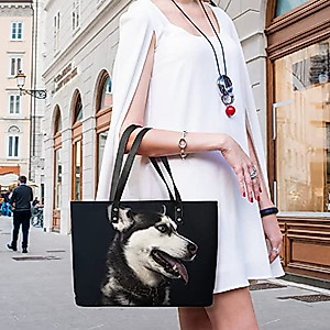 Womens Handbag Husky Dog Leather Tote Bag Top Handle Satchel Bags For Lady