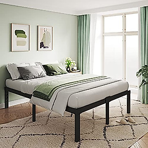 xtfei 18" Queen Bed Frame 3000 lbs Heavy Duty Platform with Sturdy and Durable Metal Slats No Box Spring Needed with Anti-Slip Baffle Ample Storage Noise-Free Black