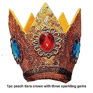 LAND BABEE Princess Crown Accessories Kit for Kids Girls Peach, 5in1 Princess Dress Up Accessories Tiara Crowns Brooch Wand Gloves Earrings, Princess Costume Halloween Cosplay Birthday Party Supplies
