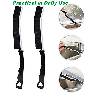 Crevice Cleaning Brush Hard Bristle Grout Brush Scrub Brush Toilet Brush Cleaning Tools Cleaning Supplies for Household Use Bathroom Kitchen 3 Pcs (Black&White)