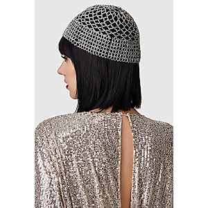 BABEYOND 1920s Beaded Cap Headpiece Belly Dance Cap Exotic Cleopatra Headpiece for Gatsby Themed Party (Silver)