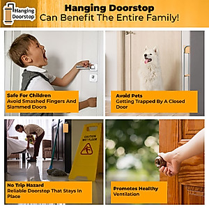 HANGING DOORSTOP Hanging Door Stopper | Open Doors at 90 Degrees | Heavy Duty, Easy to Hang On The Hinge, NO Tools Required | Perfect for Hotels, MOTELS, Movers, Home & Office (Big Brother Version)