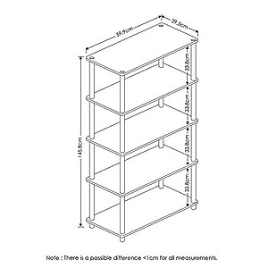 Furinno Turn-N-Tube 5-Tier Multipurpose Shelf / Display Rack / Storage Shelf / Bookshelf, Round Tubes, Columbia Walnut/Black