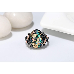 Ginger Lyne Collection Henrietta Simulated Fire Opal Ring - Sterling Silver Tree Branch Setting - Elven Fairy Flower Design for Engagement Statement Womens Promise Rings