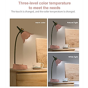 magical JD LED Desk Lamp Cordless Table Light Adjustable Gooseneck Dimmable Touch Rechargeable Battery Eye-Caring Night Light for Kids,Mini Cute Lamp for College Dorm Bedroom Reading (Pink)