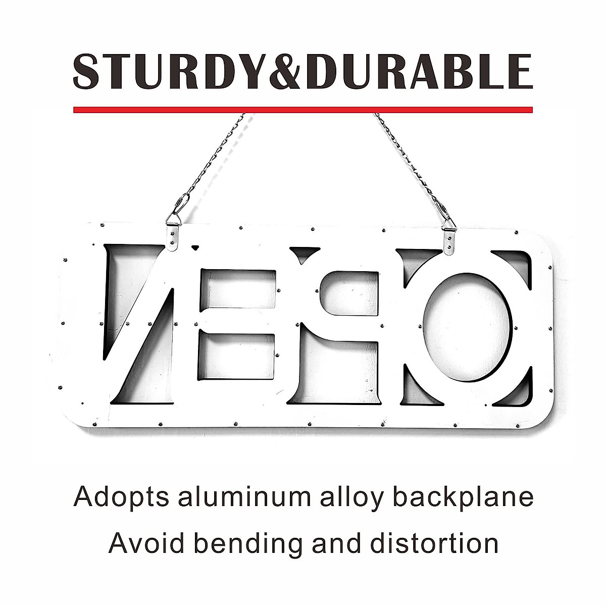 USEND LED Open Sign for Business Colorful Neon Open Sign 21.2x8.6inch High Visibility with Multiple Colors Changes 15V1.6A LED Open Sign with Two Modes Steady Light&Flashing Colorful LED Neon Open