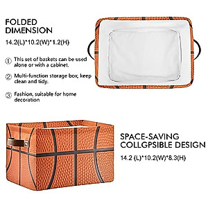Basketball Rectangular Storage Basket Fabric Organizer Bin Collapsible Organizer Bin with Handles Waterproof Storage Bins for Toys,Books,Clothes,Gifts,Pets-Perfect for Home,Office,Nursery,Dorm,Shelf