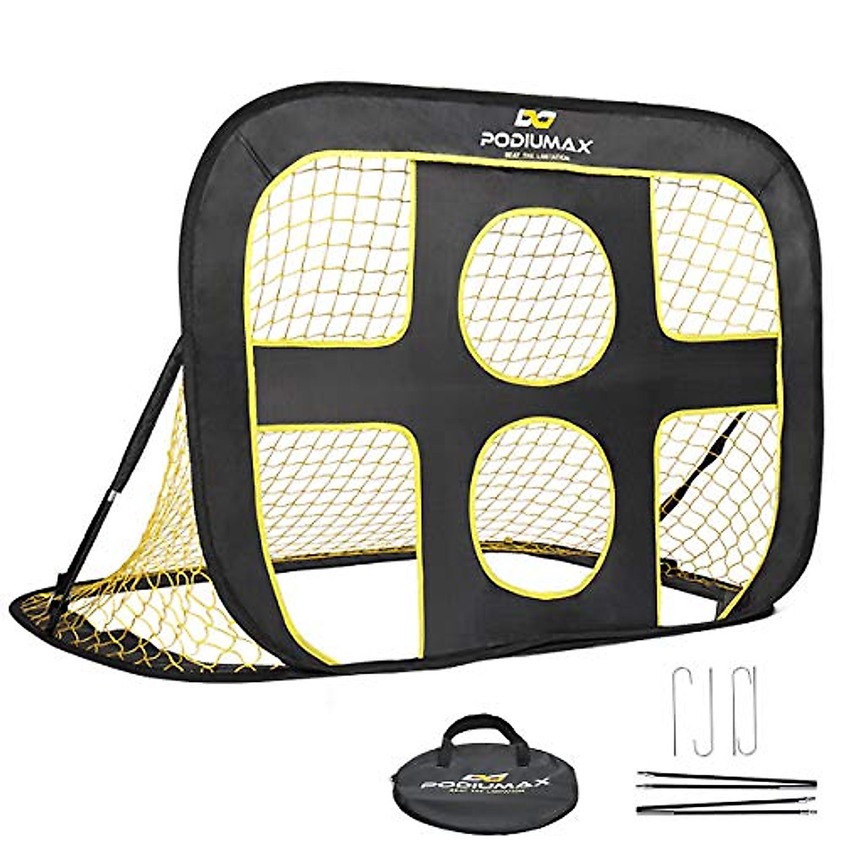 PodiuMax 2 in 1 Pop Up Soccer Goal - Indoor Outdoor Soccer Target Net for Improving Passing and Shooting Accuracy | Portable with Carrying Bag