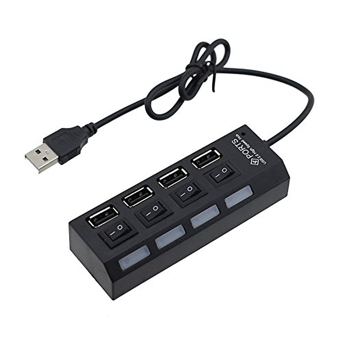 Lysee Data Cables - USB Hub 3.0 4 Port USB 2.0 Hub Splitter with ON/Off Switch Multi USB C High Speed for PC Computer Accessories - (Color: Black)