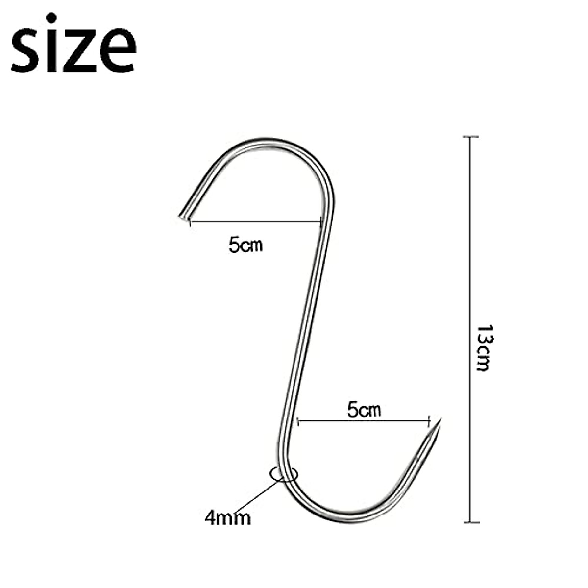 Meat Hooks 20Pcs,Premium Butcher's Hook,Stainless Steel Wall S-Shaped Hooks–for Hot and Cold Smoking,Stainless Steel Meat Hook, Chicken Hunting Smoking Ribs(13cm,Pack of 20) (20PACK Meat Hooks)