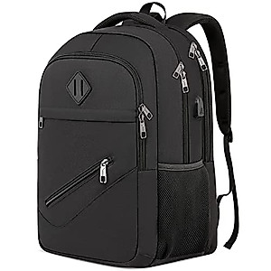 Black Backpack for Men and Women, School Backpacks for Teen Boys & Girls, Water Resistant Durable Anti Theft Travel Laptop Backpack, Student Bookbag Fits 15.6 Inch Laptop with USB Charging Port, Gifts