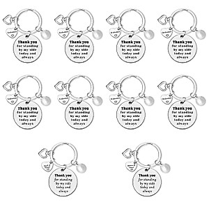10Pcs Bridesmaid Gifts Keychain Include 8 Bridesmaid Keychain 1 Maid of Honor 1 Matron of Honor Keychain Wedding Gifts for Maid of Honor Bride Tribe Thank You Bridal Party Bachelorette Party Favor