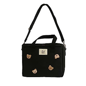 RICHTRUE Kawaii Lunch Bag for Girls Lunch Box Insulated Cute Lunch Bags for Women Insulated Lunch Box for Kids (Black 2)