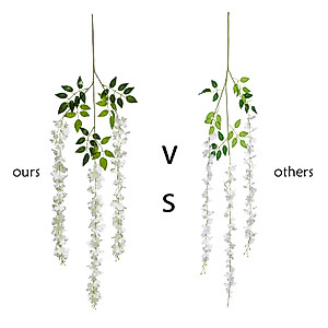 Duovlo 12 Piece Artificial Silk Wisteria Vine 3.6 Feet Ratta Hanging Flower Garland String Home Party Wedding Decor (White)