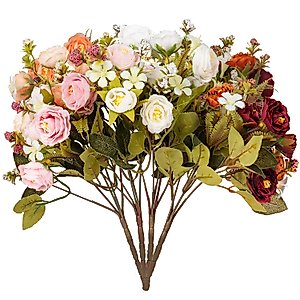 RimiMore Artificial Rose Flowers Bulks 4 Branch 40 Heads Silk Real Looking Fake Roses for DIY Faux Wedding Bouquets, Home Floral Arrangement, Outdoor Garden Baby Shower Centerpieces