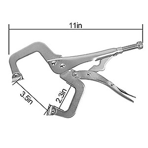 KEILEOHO 6 Pack 11 Inches C Clamp Locking Pliers with Swivel Pads, Heavy-Duty Locking Pliers, Woodworking Clamps Set, Adjustable Nickel Plated C Pliers