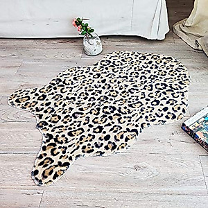 Leopard Rug Animals Cheetah Print Area Rug Faux Cowhide Carpet Shag Rug Foot Mat Pad for Living Room Bedroom Office Chair Sofa Home Decor 2' x 3'