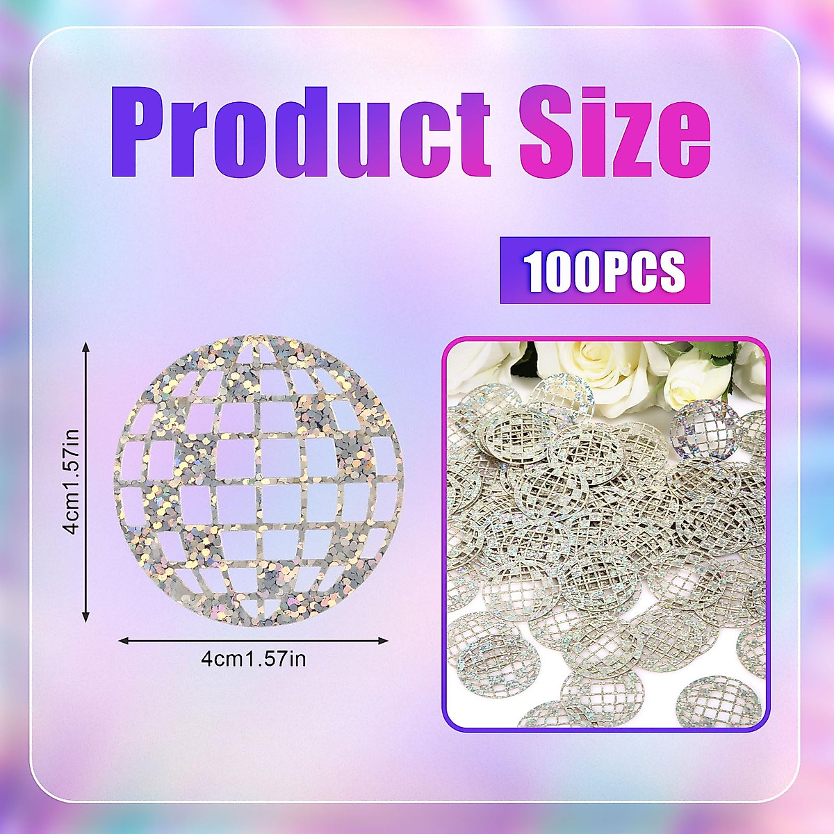 100pcs Glitter Disco Ball Table Confetti, Disco Theme Party Confetti for Bachelorette Party Table Centerpieces Decorations for 70s 80s Hippie Birthday Party Supplies