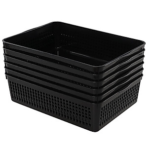 Leendines A4 Size Plastic Storage Trays, Shallow Storage Baskets Set of 6