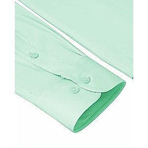 Alimens & Gentle Men's Dress Shirts Slim Fit Button Down Shirts Long Sleeve Stretch Wrinkle-Free Shirt Stain Sheild Grass Green