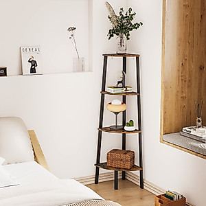 Bennio Brenny Corner Shelf, 4-Tier Ladder Bookshelf, Metal Frame Storage Rack, Shelving Unit, Plant Stand for Living Room, Home Office, Kitchen
